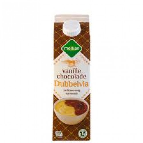 Dubbel vla chocolade vanille 1 ltr