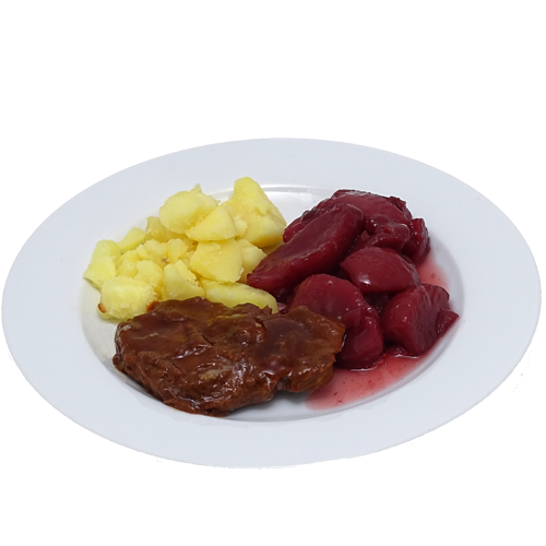 Sucadelap Vleesjus, Stoofpeertjes en gekookte aardappelen (zoutarm ...